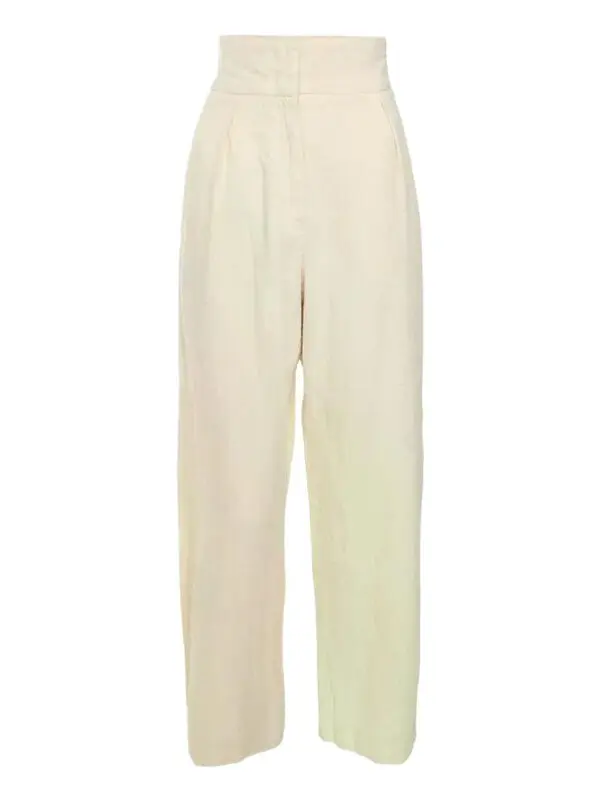 JIL SANDER Pleated Canvas Trousers - Neutrals