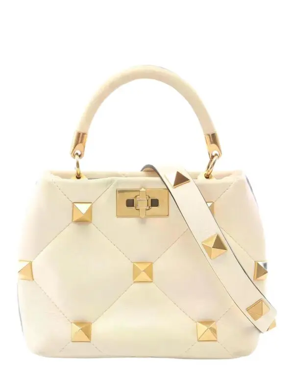 Valentino Garavani 2000s Small Roman Stud Tote Bag - Neutrals