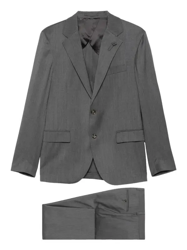 LARDINI Notched-lapels Single-breasted Suit - Grey