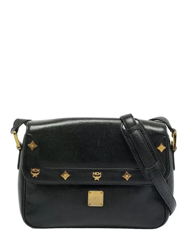 Mcm Studded Flap Cross Body Bag - Black