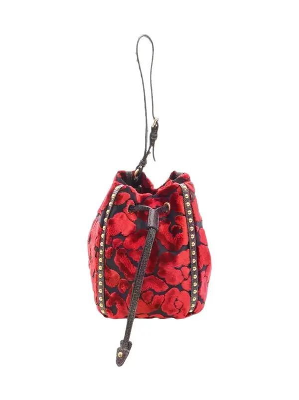 Prada 2010s Floral-print Studded Handbag - Red