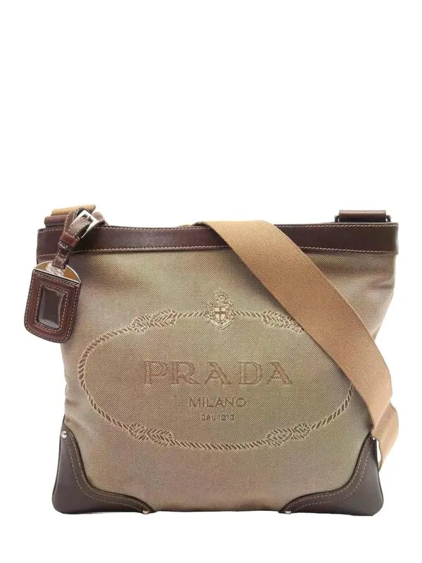 Prada Jacquard Logo Shoulder Bag - Neutrals