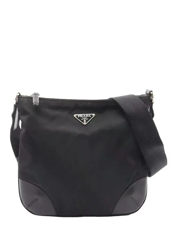 Prada Triangle Logo Shoulder Bag - Black