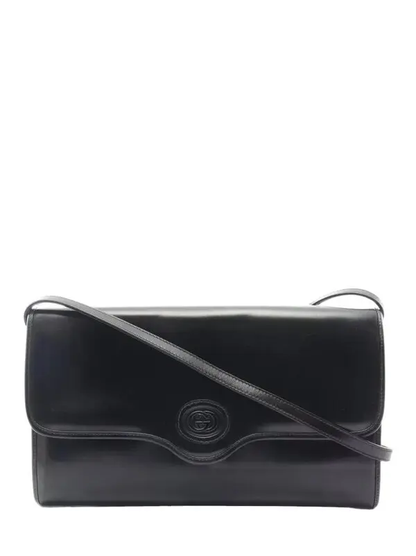 Gucci 2000s Interlocking G Leather Shoulder Bag - Black