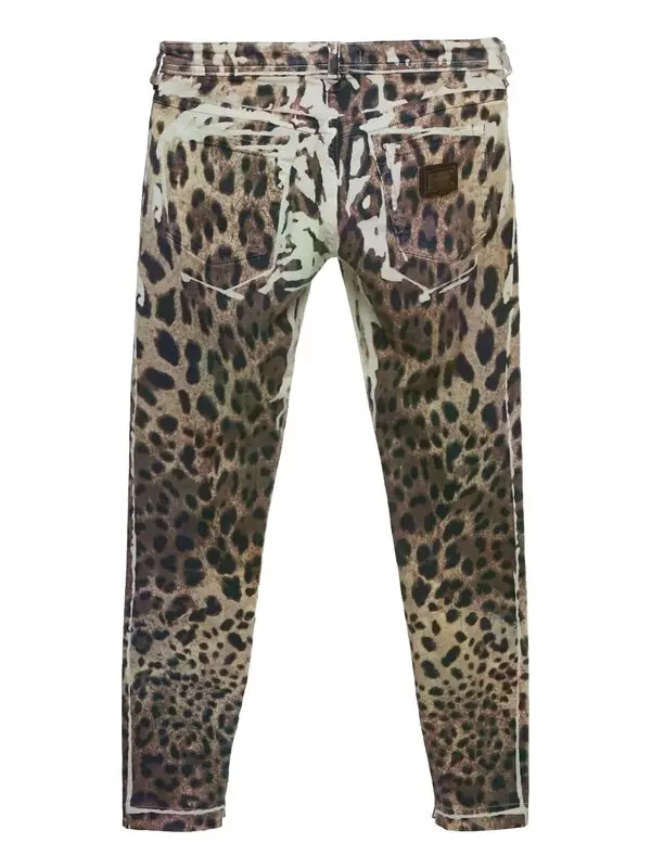Dolce & Gabbana Leopard Print Zip Trousers - Brown