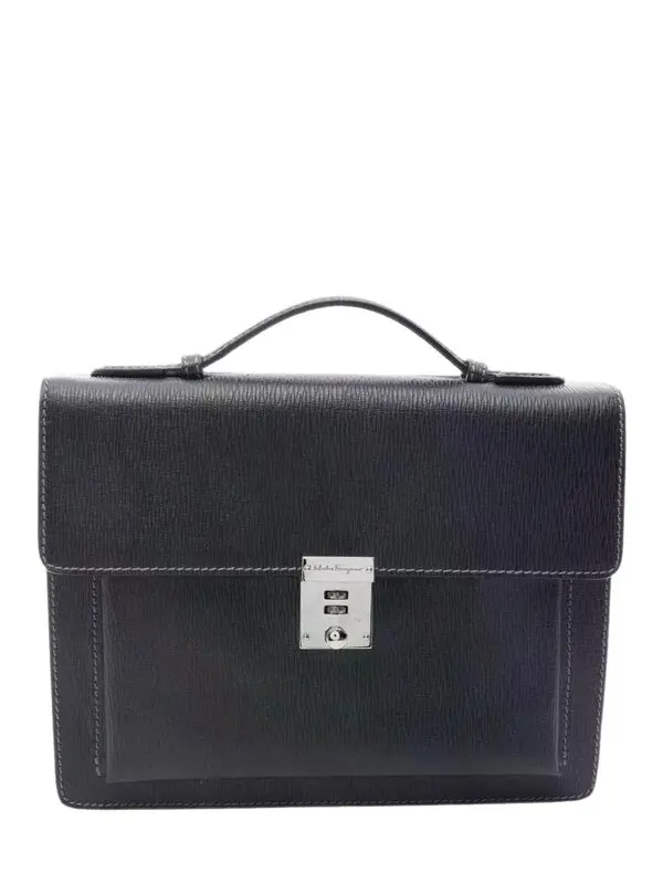 FERRAGAMO 2010s Textured Leather Tote Bag - Black