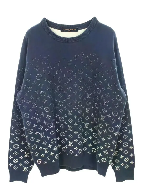 LOUIS VUITTON Monogram Gradient Effect Crew Neck Sweater - Blue