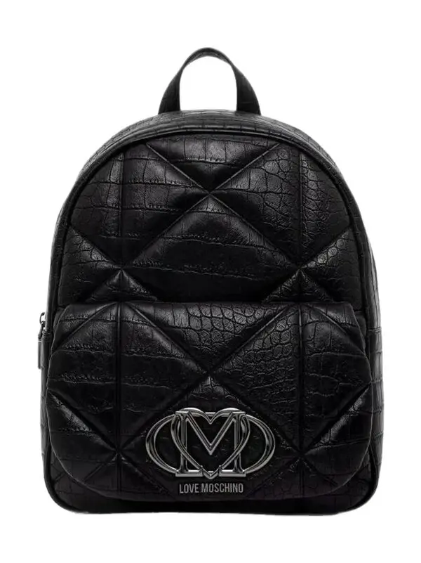 Moschino Croc-effect Quilted Backpack - Black