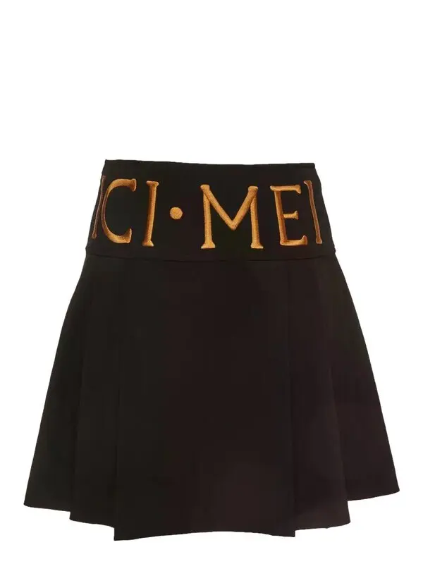 Moschino Embroidered-logo Pleated Mini Skirt - Black