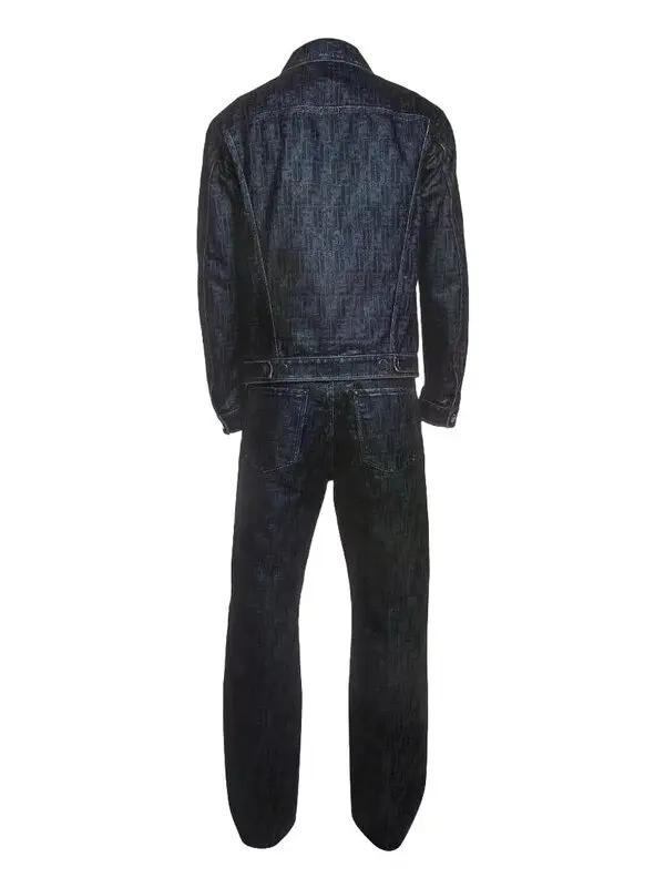 Fendi Ff Motif Denim Jacket And Jeans Set - Blue