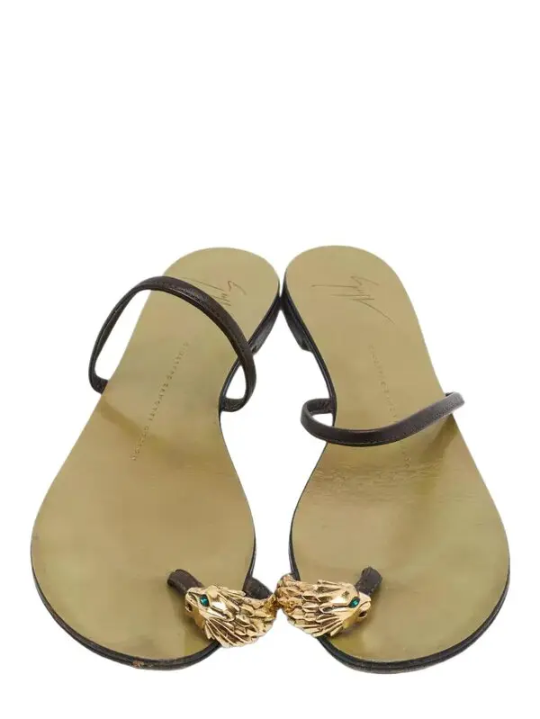 GIUSEPPE ZANOTTI Crystal-embellished Toe-ring Flat Sandals - Black