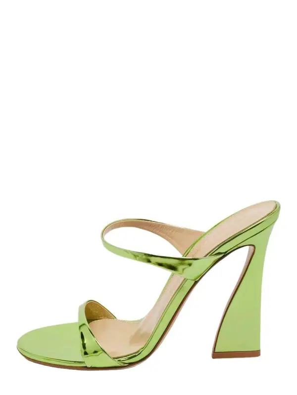 GIANVITO ROSSI Aura Metallic High Block Heel Sandals - Green