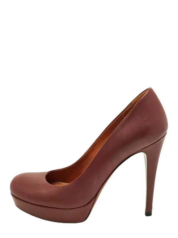 Gucci Leather Round Toe Platform Stiletto Pumps - Brown