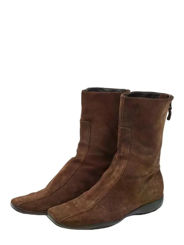 Prada Square-toe Ankle Boots - Brown