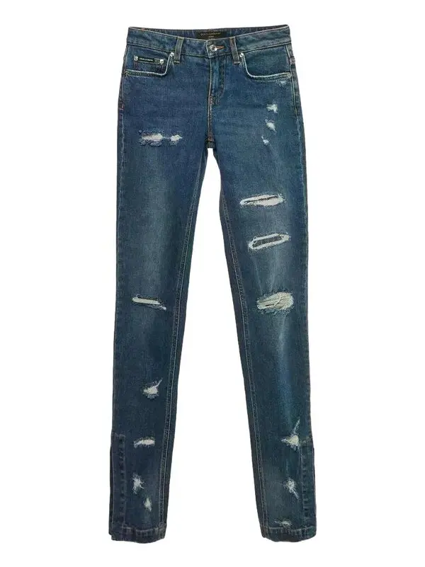 Dolce & Gabbana Distressed Slim-fit Jeans - Blue