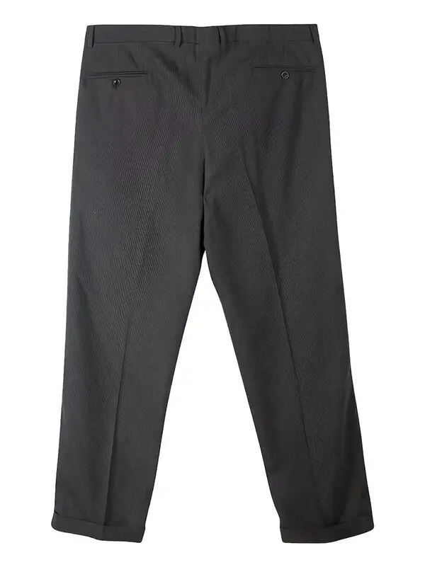 ARMANI Wool Pinstripe Pleated Trousers - Grey