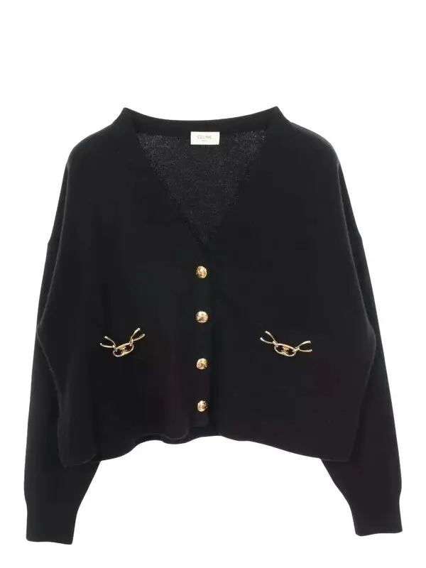 Celine Triomphe Button Cardigan - Black