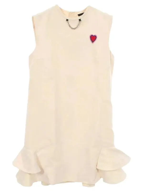 LOUIS VUITTON Sleeveless Heart Patch Mini Dress - Neutrals