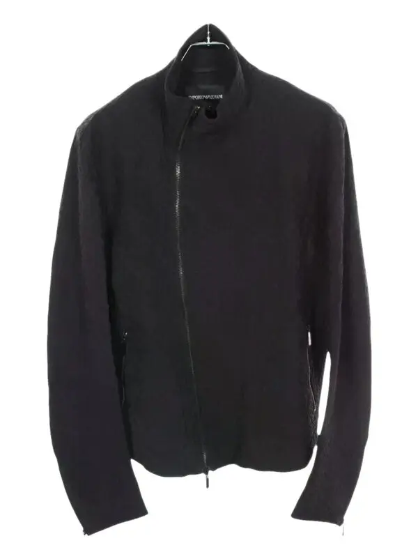 Emporio Armani Patterned Zip-up Jacket - Black