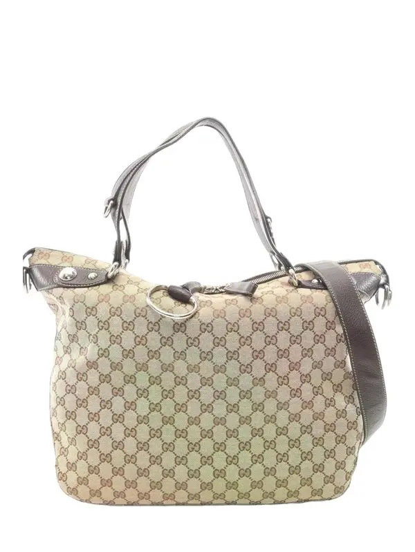 Gucci 2010s Icon Bit Satchel Gg Canvas Tote Bag - Neutrals