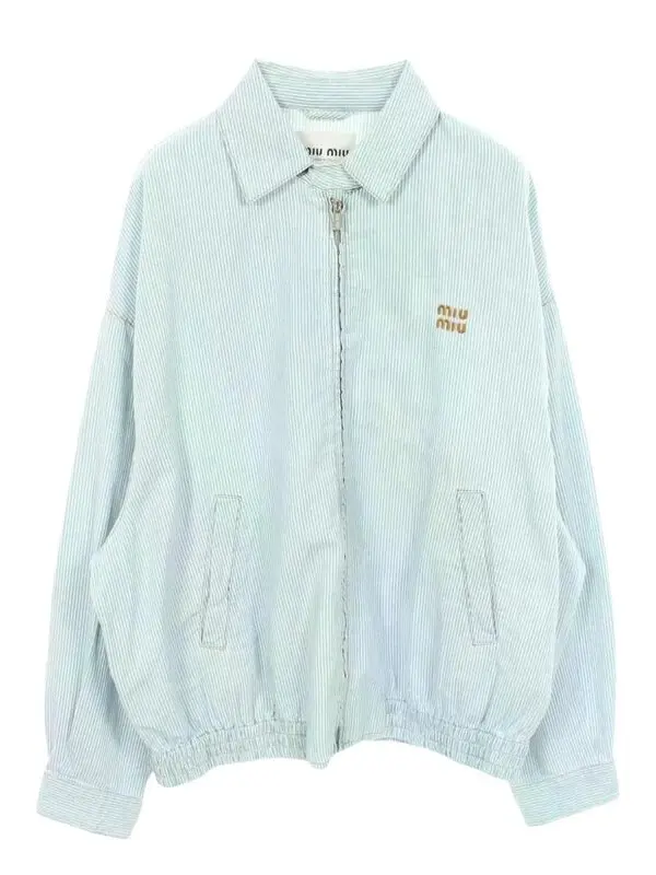 Miu Miu Striped Logo Jacket - Blue
