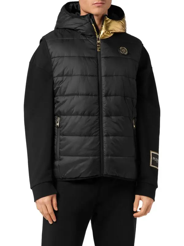 PLEIN SPORT Quilted Padded Gilet With Hood - Black