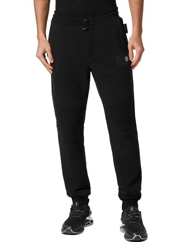 PLEIN SPORT Slim Fit Jersey Jogging Pants With Drawstring Waist - Black