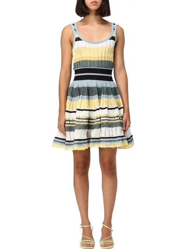Alaïa Striped Knit Off-the-shoulder Mini Dress - Multicolor