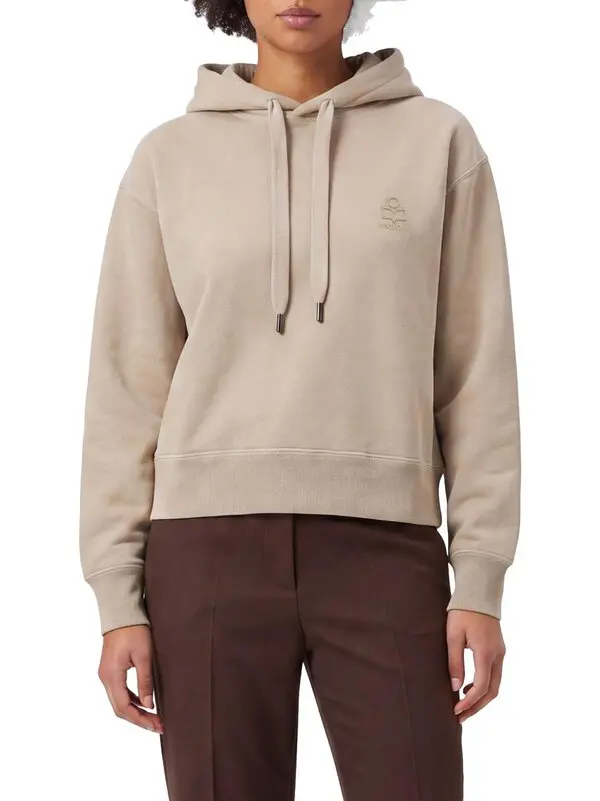 Isabel Marant Étoile Cotton Hoodie With Dropped Shoulders And Tonal Logo - Beige