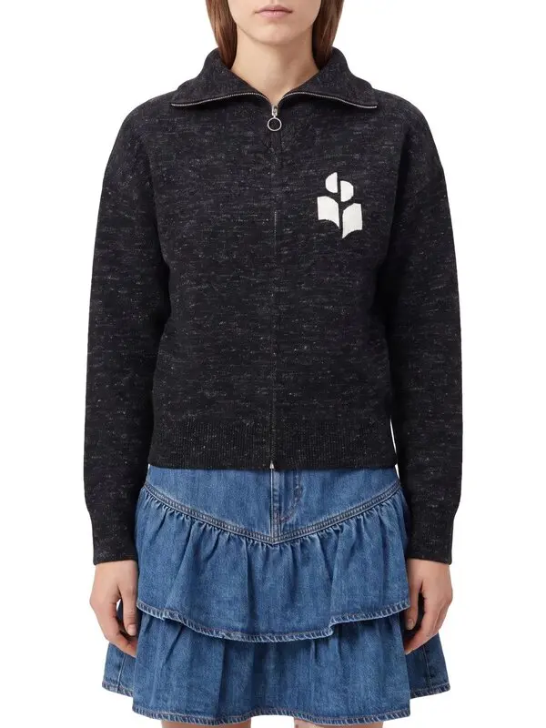 Isabel Marant Étoile Koxy Monogram Zip-up Cardigan - Black