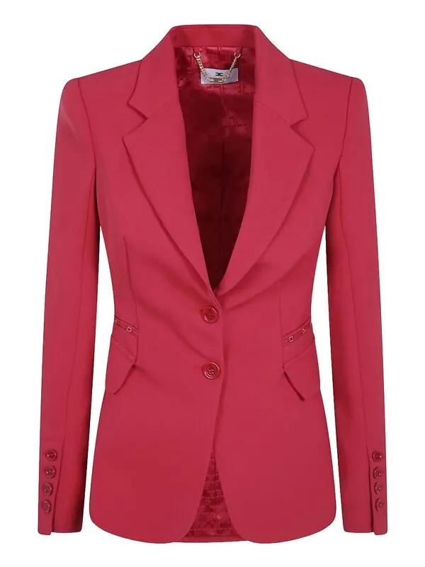 Elisabetta Franchi Cropped Single-breasted Blazer With Peak Lapels And Slim Fit - Red