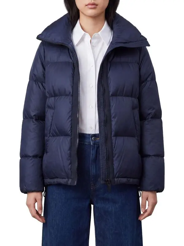 Sacai Short Technical Nylon Down Jacket With High Neck - Navy
