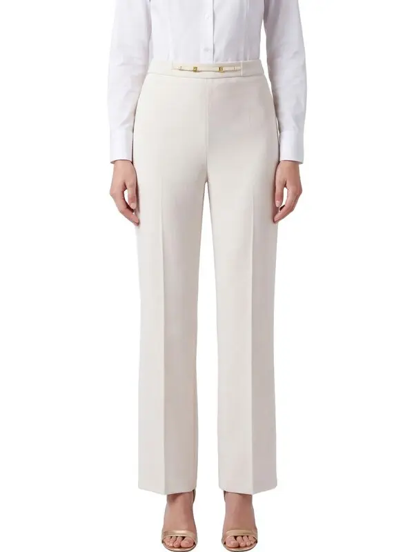 Elisabetta Franchi Slim-fit Cropped Crêpe Trousers - Butter