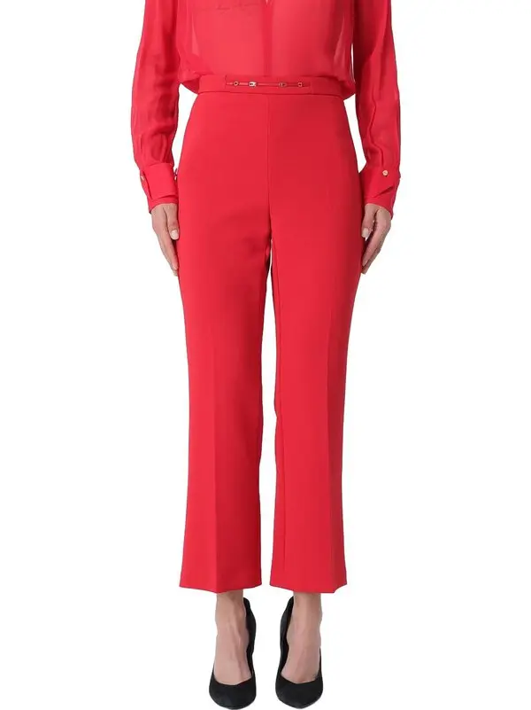 Elisabetta Franchi Slim-fit Cropped Crêpe Trousers - Red