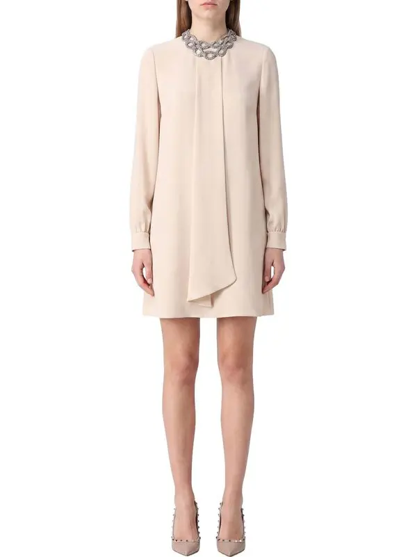 Valentino Garavani Jewel-neck Silk Mini Sheath Dress - Cream