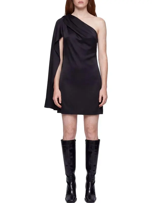 Stella McCartney Asymmetrical One-shoulder Crêpe Mini Dress - Black