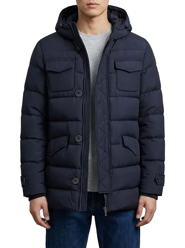 Herno Short Waterproof Nylon Down Jacket With Goose Down Padding - Black
