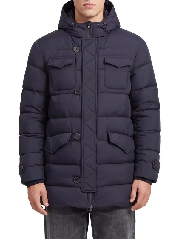 Herno Eskimo Waterproof Nylon Short Down Jacket With Goose Down Padding - Navy