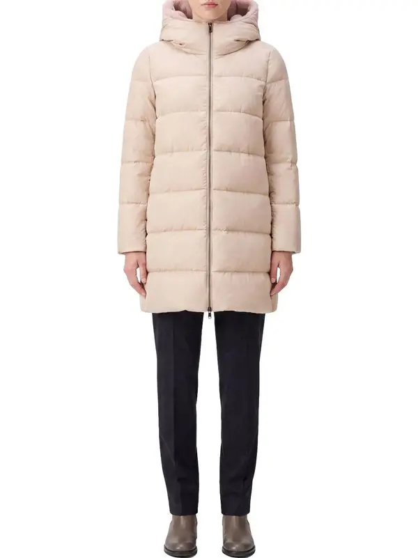 Herno Quilted Nylon Hooded Down Jacket - Beige