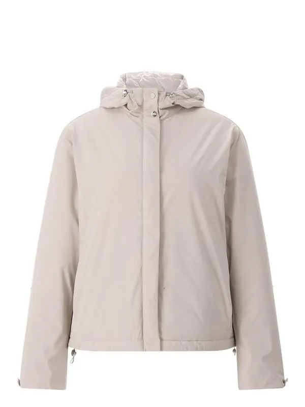 Herno Hooded Technical Fabric Cropped Windbreaker Jacket - Beige