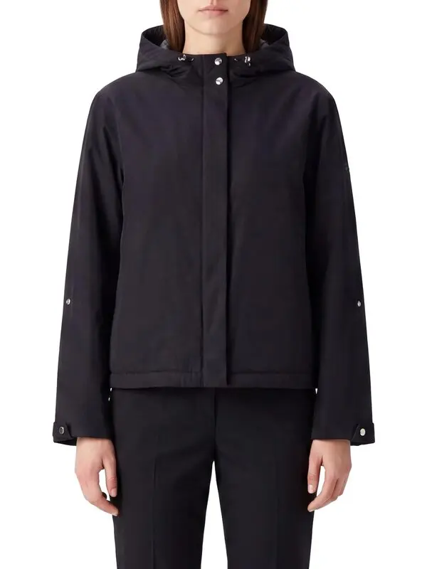 Herno Hooded Technical Fabric Cropped Windbreaker Jacket - Black