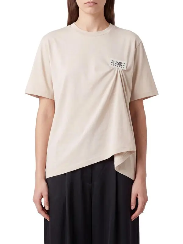 MAISON MARGIELA Draped Cotton T-shirt With Asymmetrical Hem - White