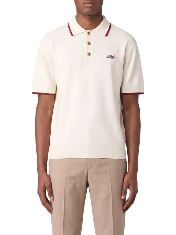 Drole De Monsieur Short-sleeved Wool Knit Polo With Contrast Tipping - White
