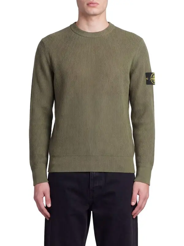 Stone Island Ribbed Knit Jumper - Military
