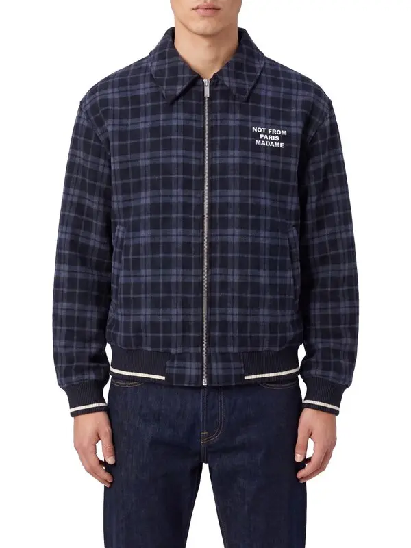Drole De Monsieur Checked Bomber Jacket - Blue