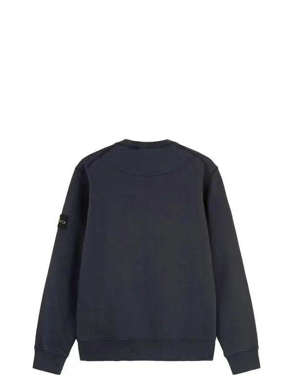 Stone Island Crewneck Cotton Sweatshirt With Compass Logo Patch - Blue