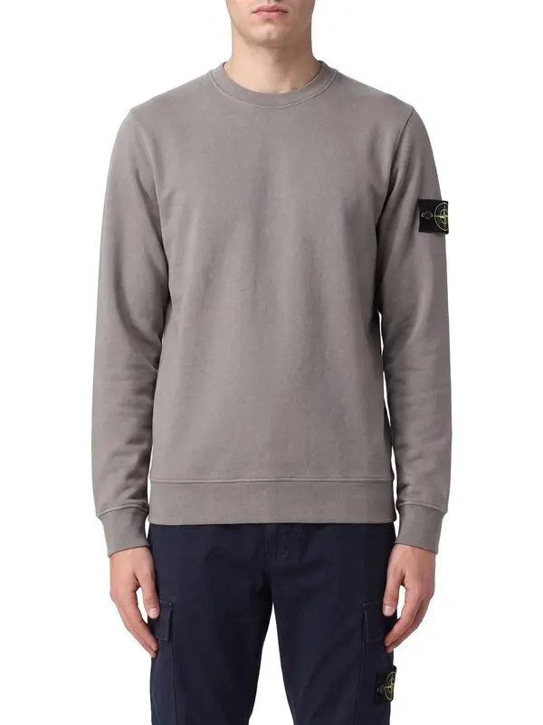 Stone Island Crewneck Cotton Sweatshirt With Compass Logo Patch - Green