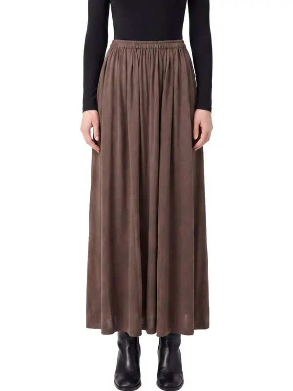 Max Mara Livrea Flared Midi Skirt In Silk Blend With High Elasticated Waist - Beige