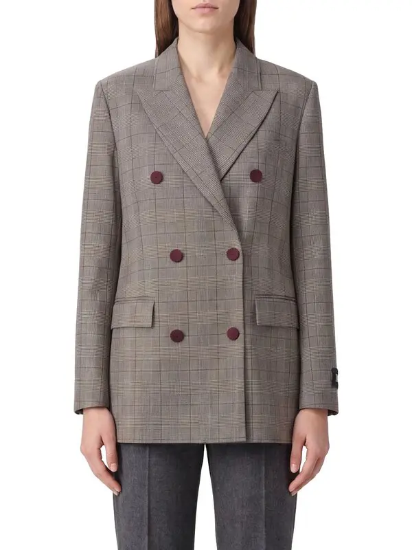 Pinko New Guinea Double-breasted Prince Of Wales Wool-blend Blazer - Beige
