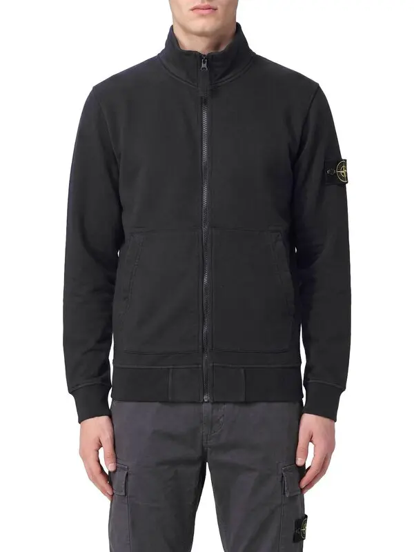 Stone Island Zip-up Jumper - Black